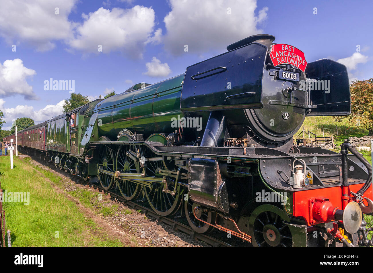The Flying Scotsman steam locomotive on the East Lancashire Railway ...