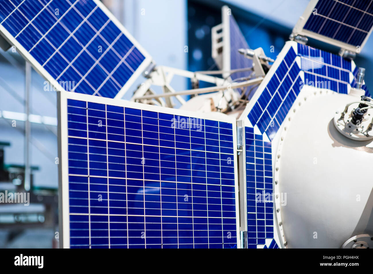 Green technology, space ship solar panels Stock Photo - Alamy