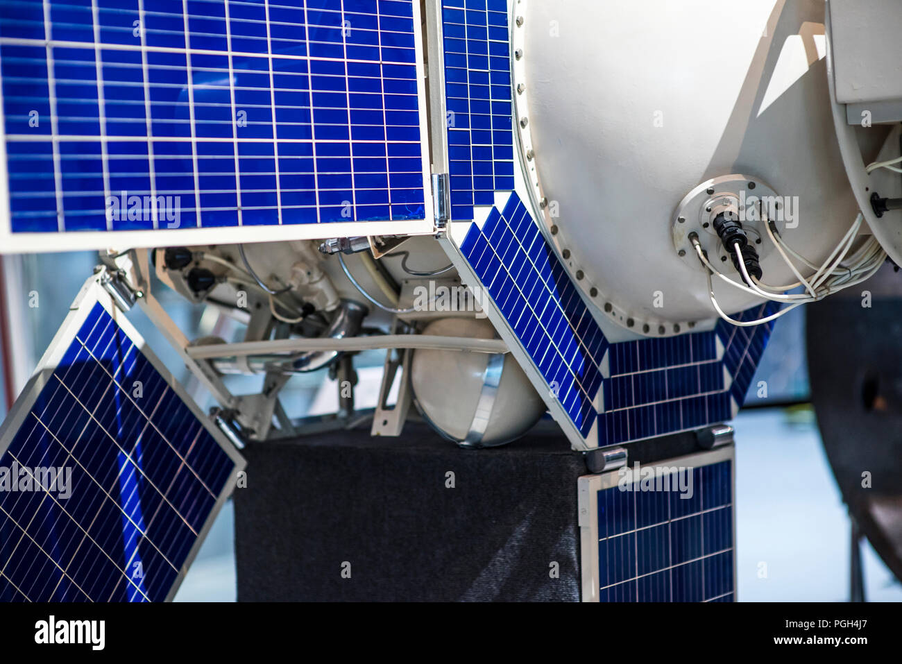 Green technology, space ship solar panels Stock Photo - Alamy