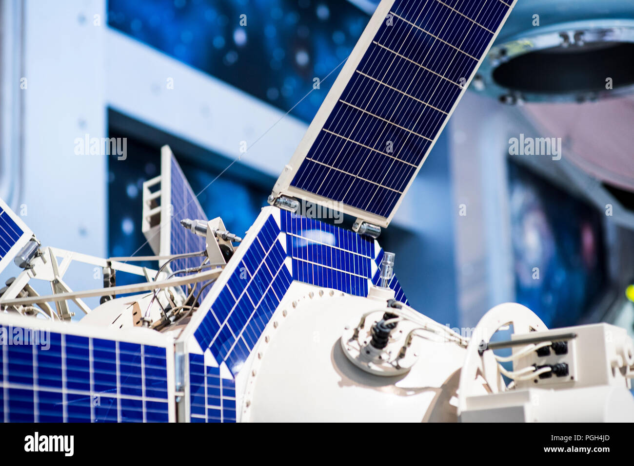 Green technology, space ship solar panels Stock Photo - Alamy