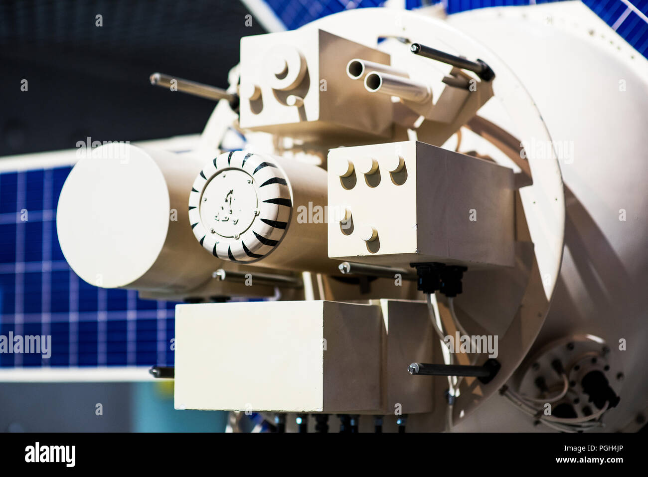 Green technology, space ship solar panels Stock Photo - Alamy