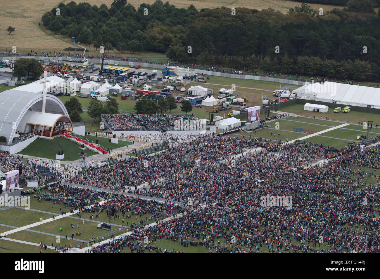 An aerial view of the crowd at Phoenix Park in Dublin as Pope Francis ...