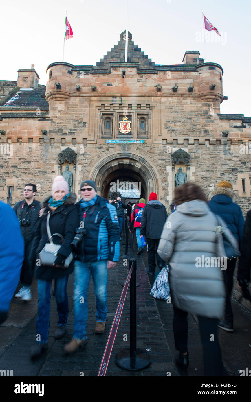 General shots of tourists at edinburgh castle esplanade for story on ...