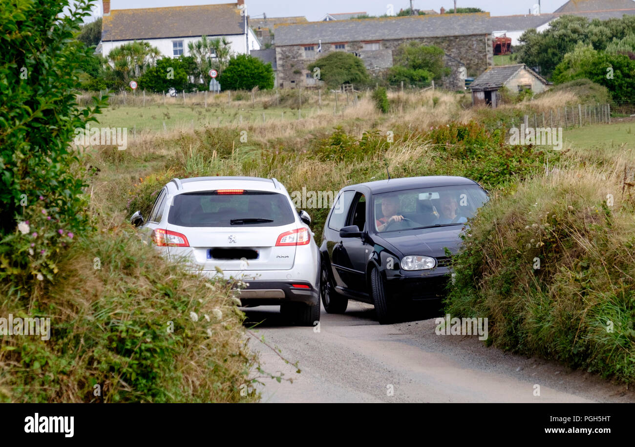 Traffic congestion in cornwall. Renowned for its narrow lanes with ...