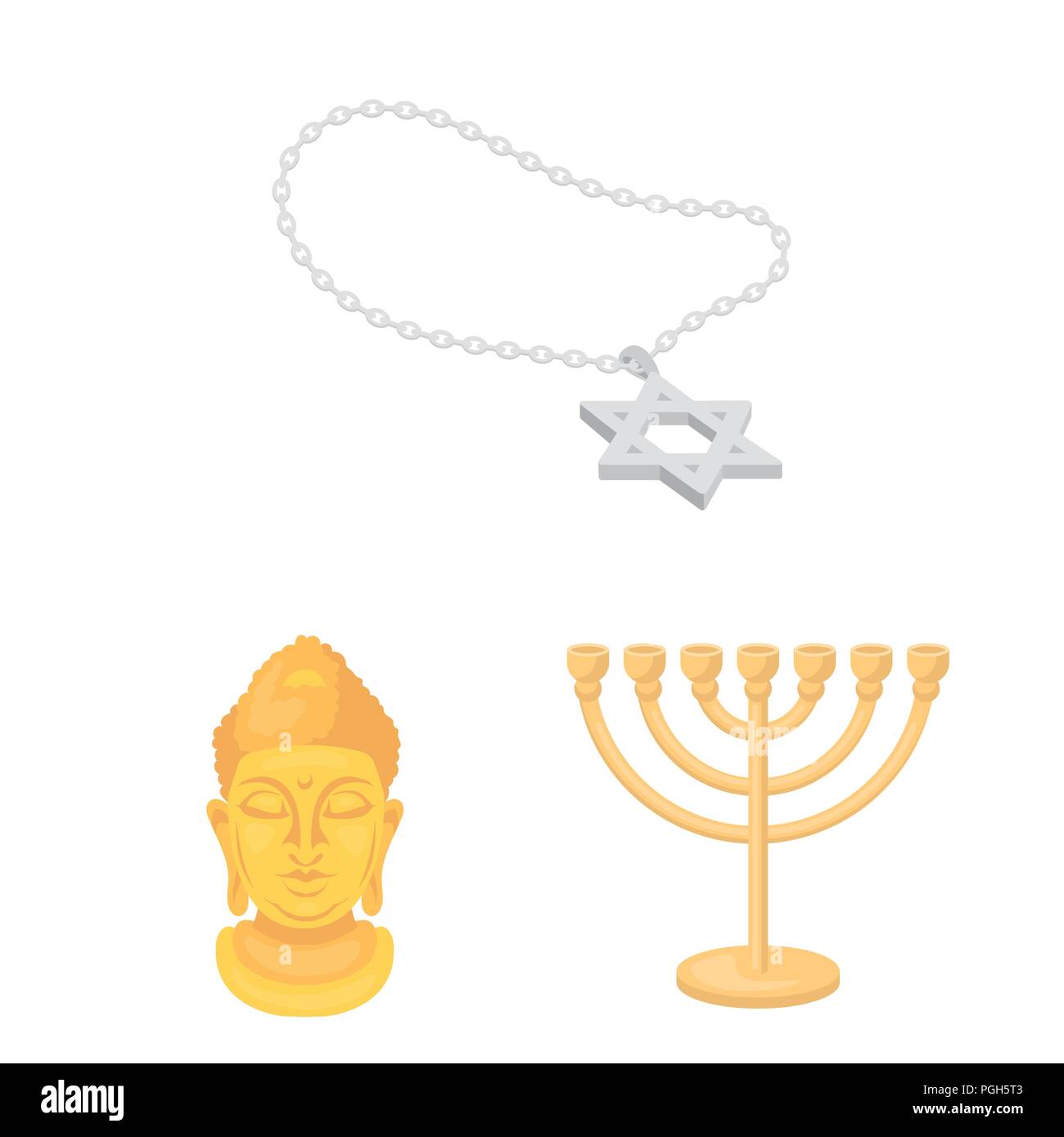 Religion and belief cartoon icons in set collection for design ...