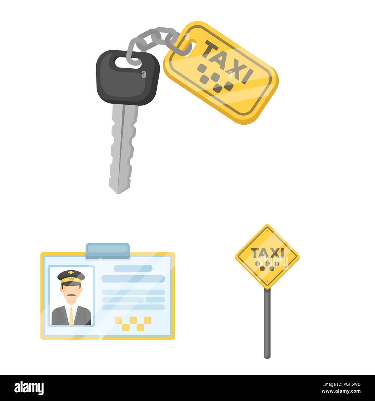 Taxi service cartoon icons in set collection for design. Taxi driver ...