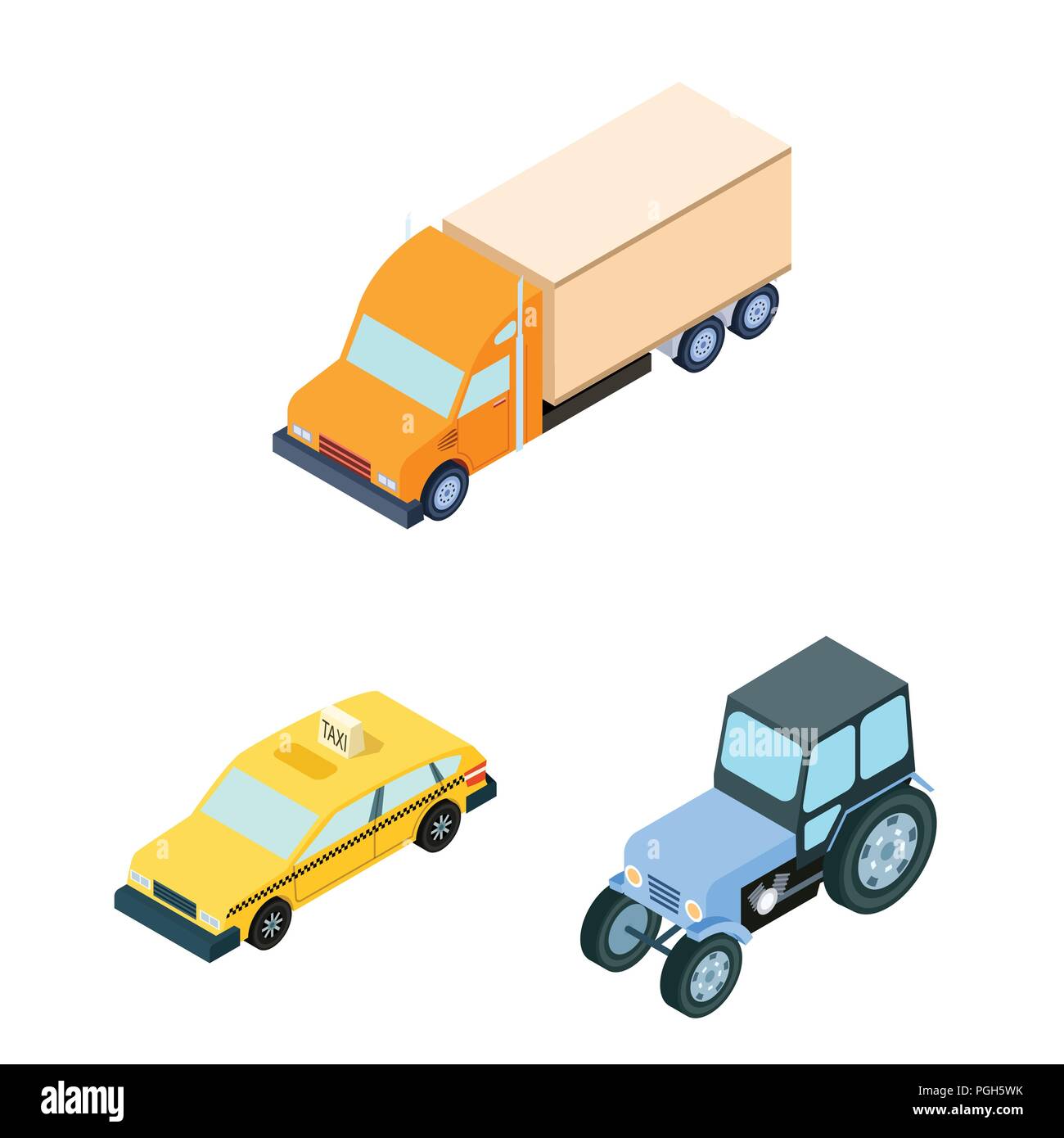 Different types of transport cartoon icons in set collection for design ...