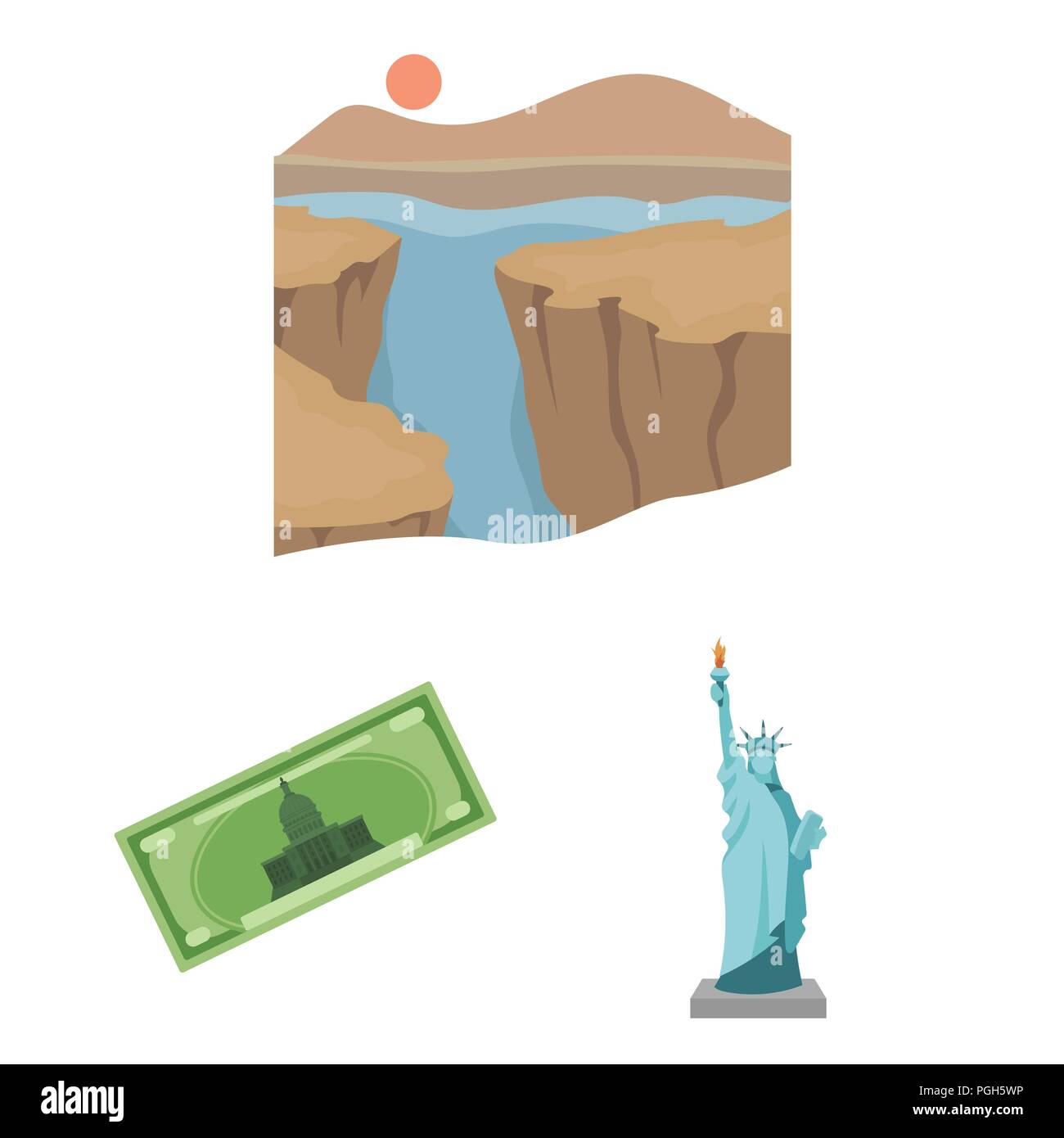 USA country cartoon icons in set collection for design.Travel and ...