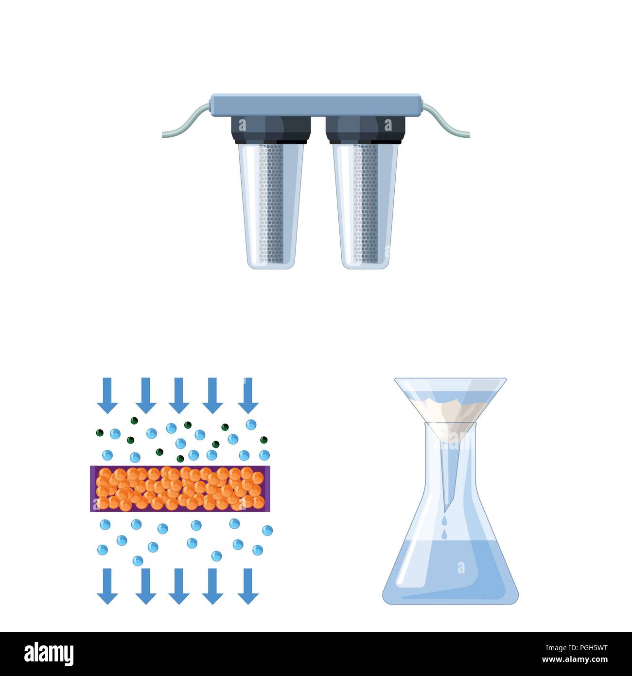 Water filtration system cartoon icons in set collection for design ...