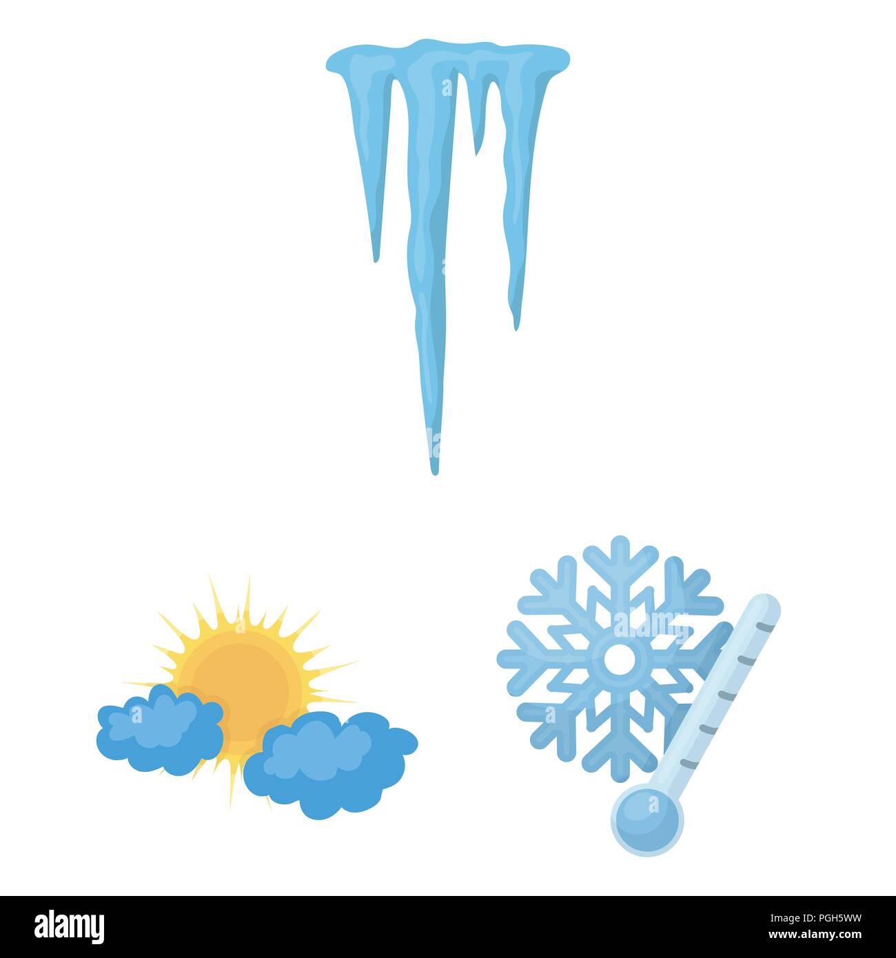 Different weather cartoon icons in set collection for design.Signs and ...