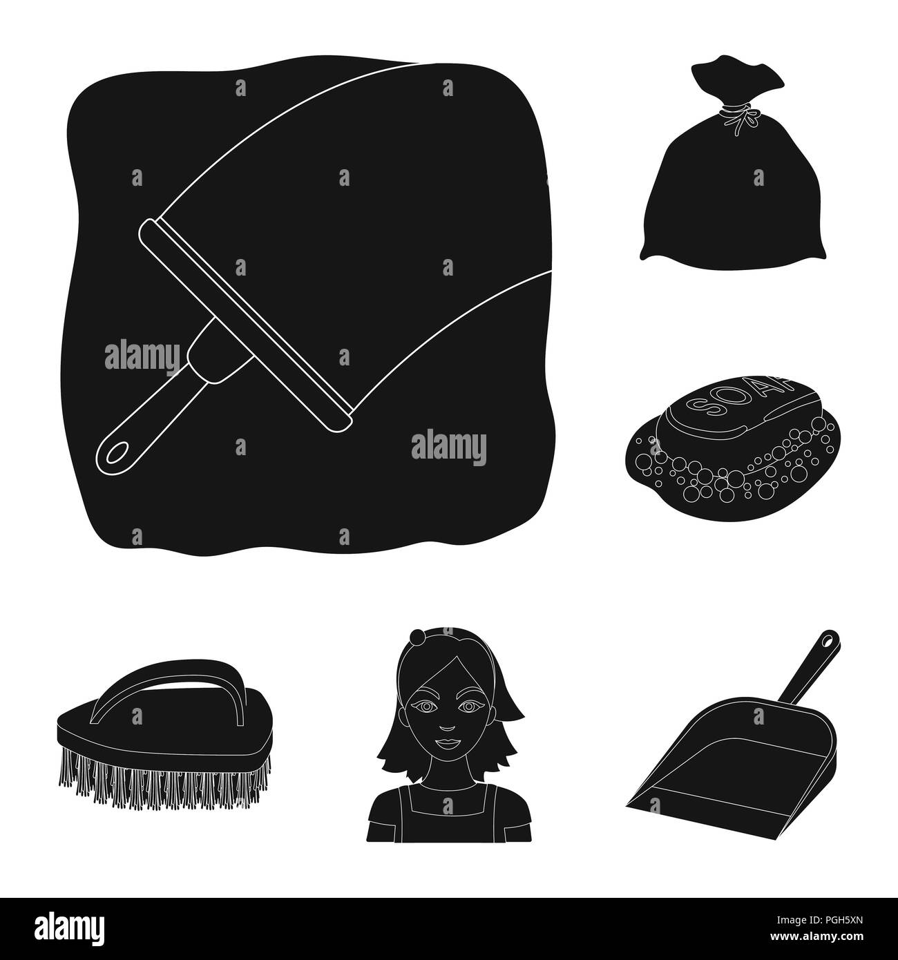 Cleaning and maid black icons in set collection for design. Equipment ...