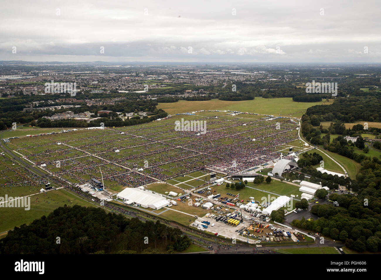 An aerial view of the crowd at Phoenix Park in Dublin as Pope Francis ...