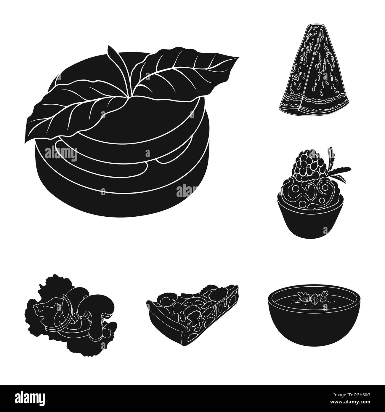Vegetarian dish black icons in set collection for design.Vegetable and ...