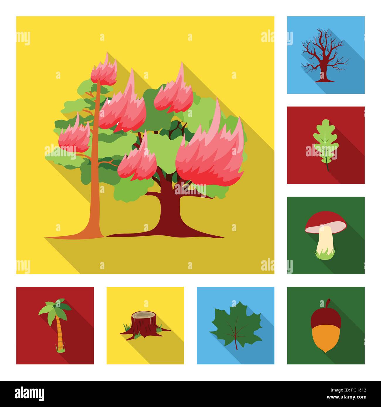 Forest and nature flat icons in set collection for design. Forest life ...