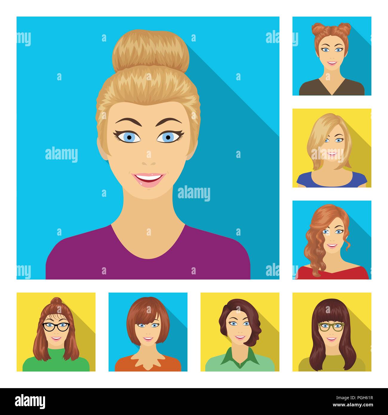 Avatar and face flat icons in set collection for design. A person ...