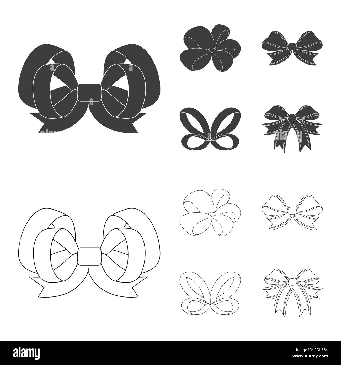 Multicolored bows cartoon,black,flat,outline icons in set collection ...