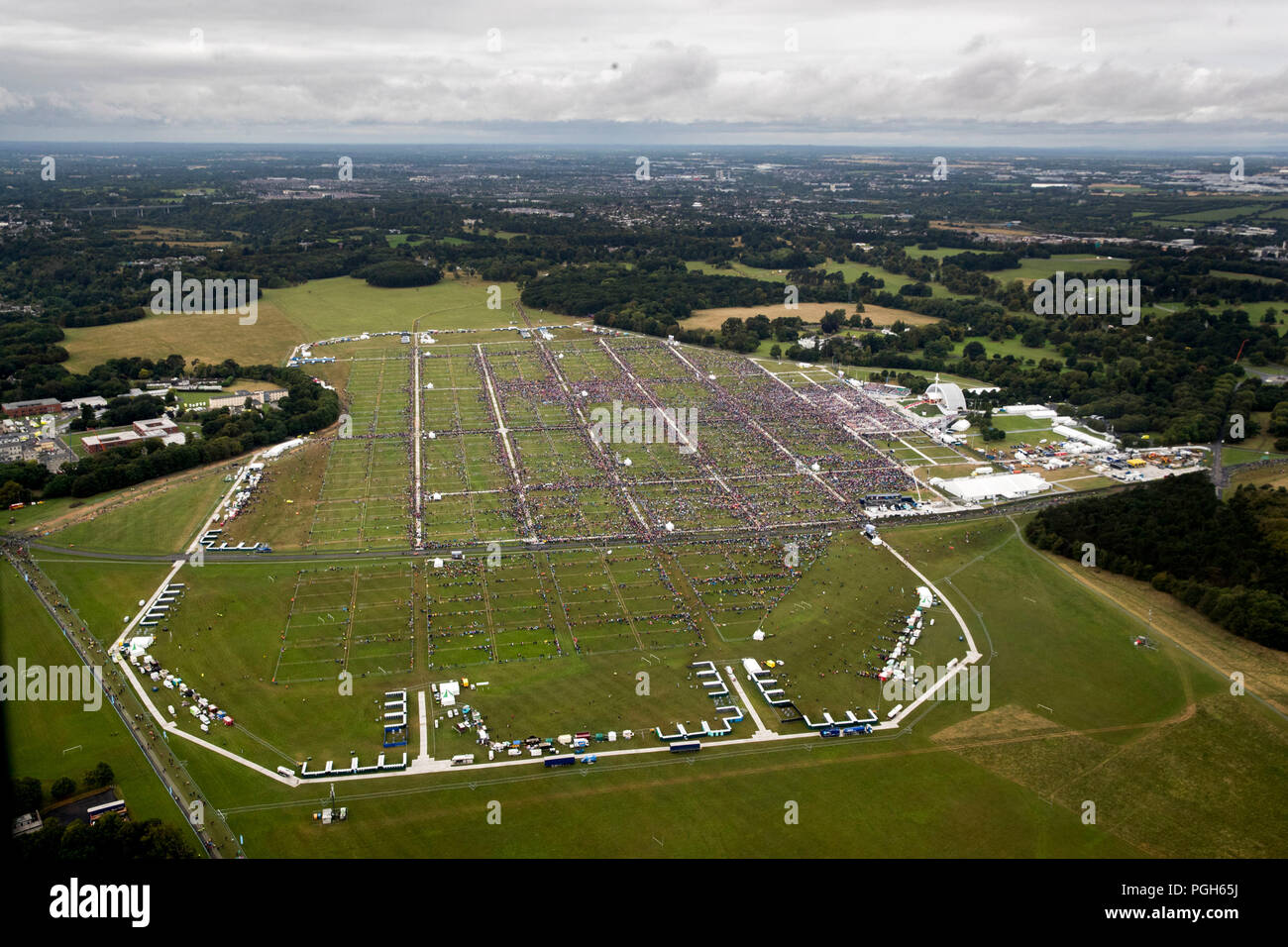 An aerial view of the crowd at Phoenix Park in Dublin as Pope Francis ...