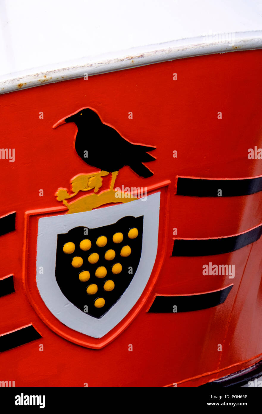 The Cornish coat of Arms, proudly displayed on a fishing boat in Newlyn ...