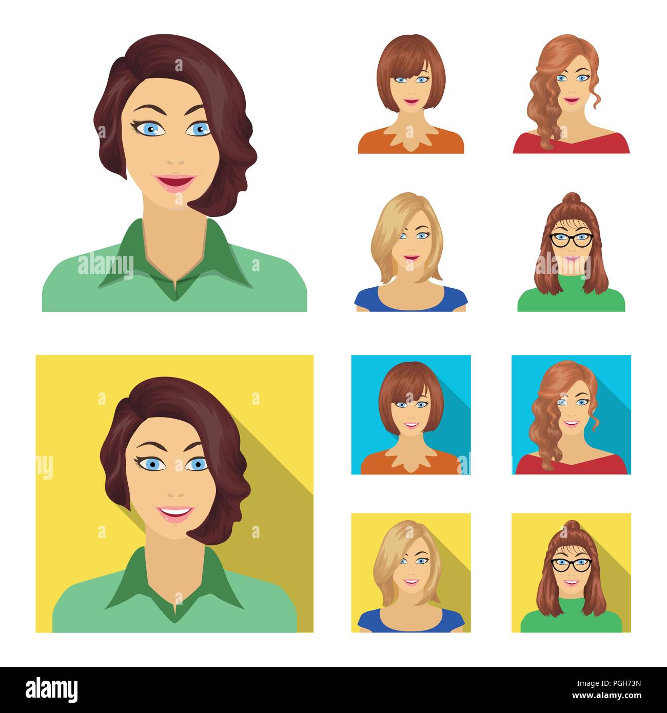 The appearance of a woman with a hairdo, the face of a girl. Face and ...