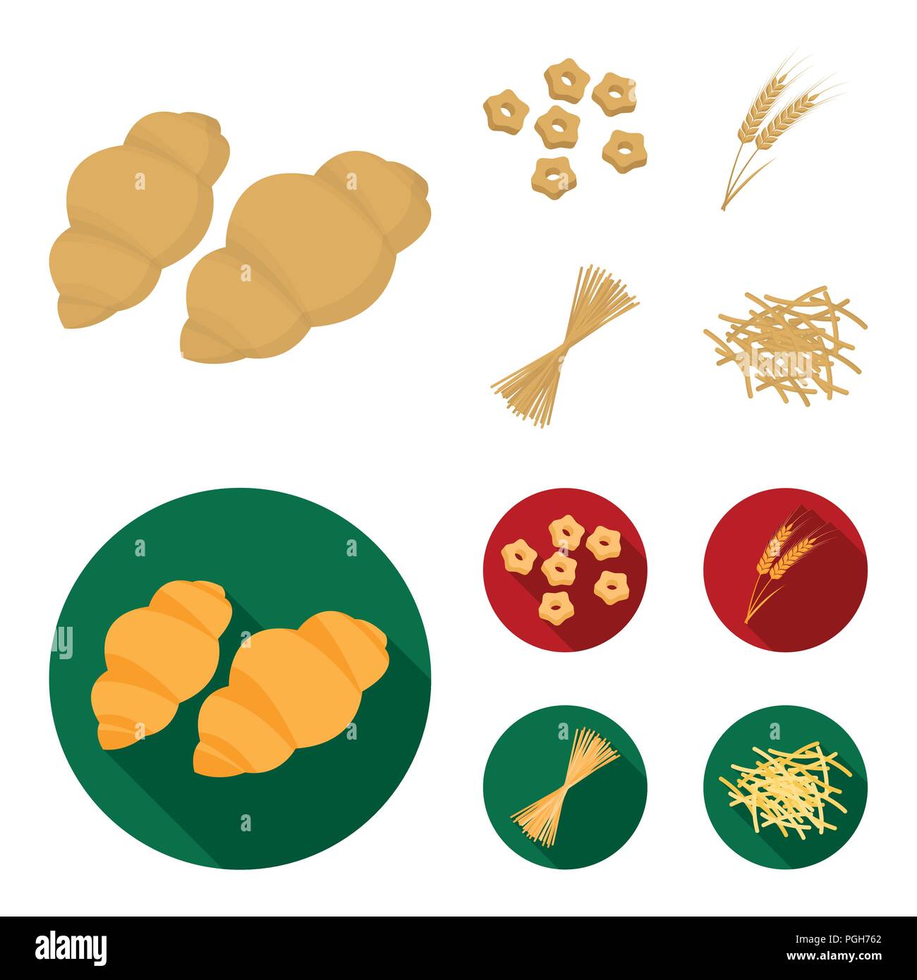 Different types of pasta. Types of pasta set collection icons in ...