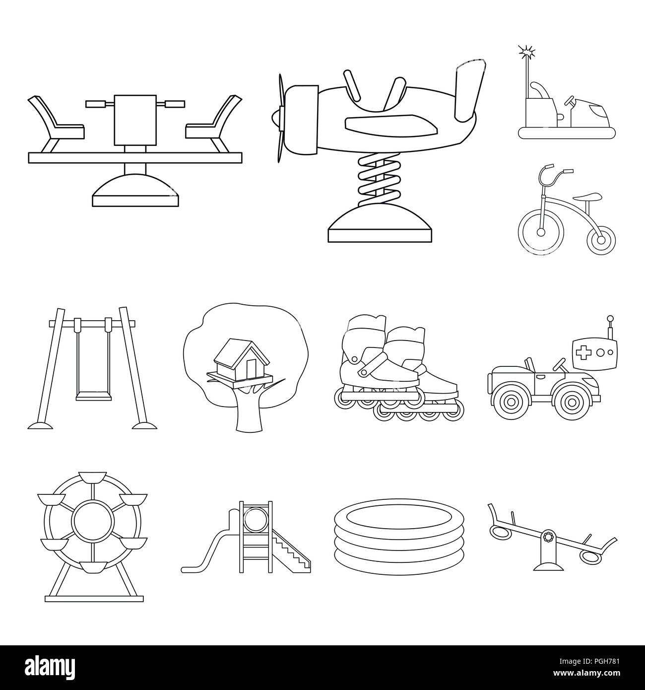 Playground, entertainment outline icons in set collection for design ...