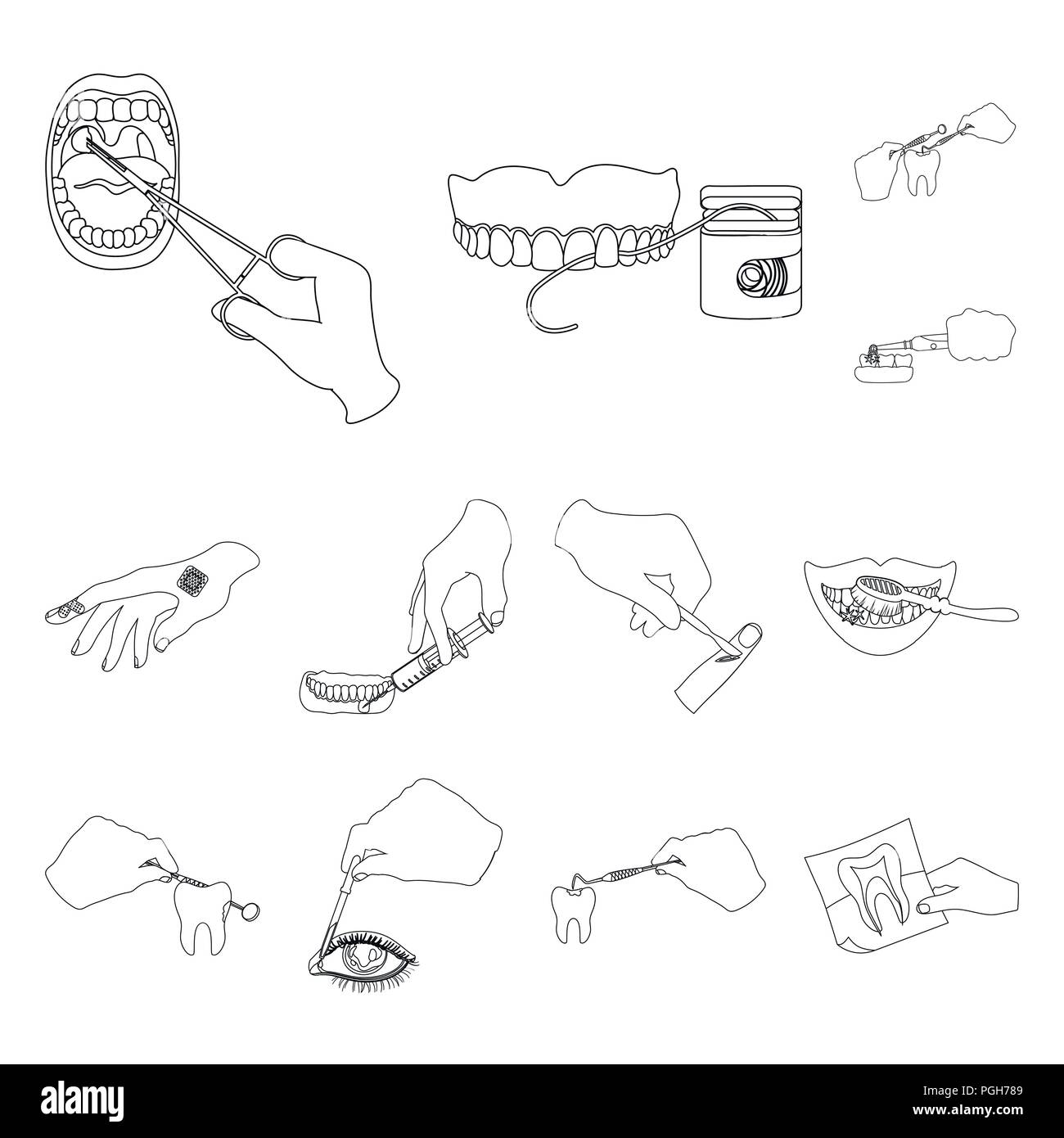Manipulation by hands outline icons in set collection for design. Hand ...