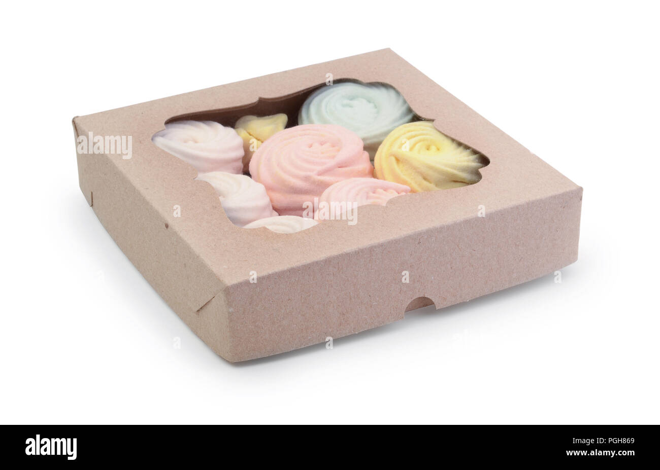 Marshmallow in the box isolated on a white background Stock Photo - Alamy