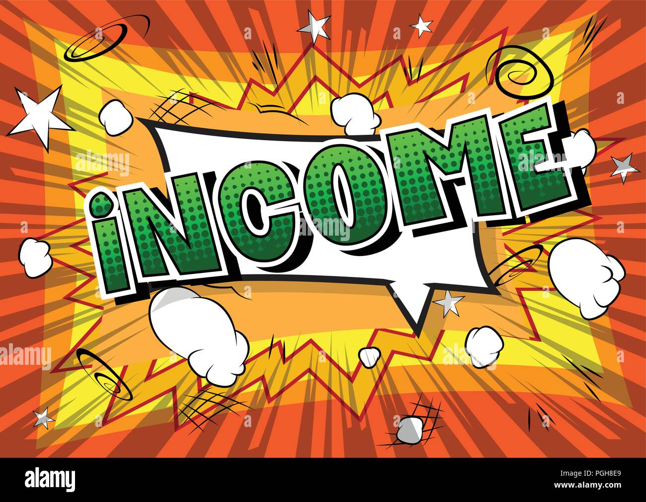 Income - Vector illustrated comic book style phrase Stock Vector Image ...
