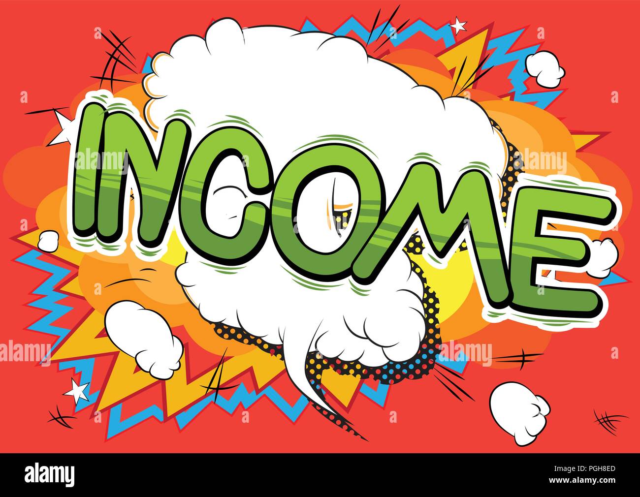 Income - Vector illustrated comic book style phrase Stock Vector Image ...