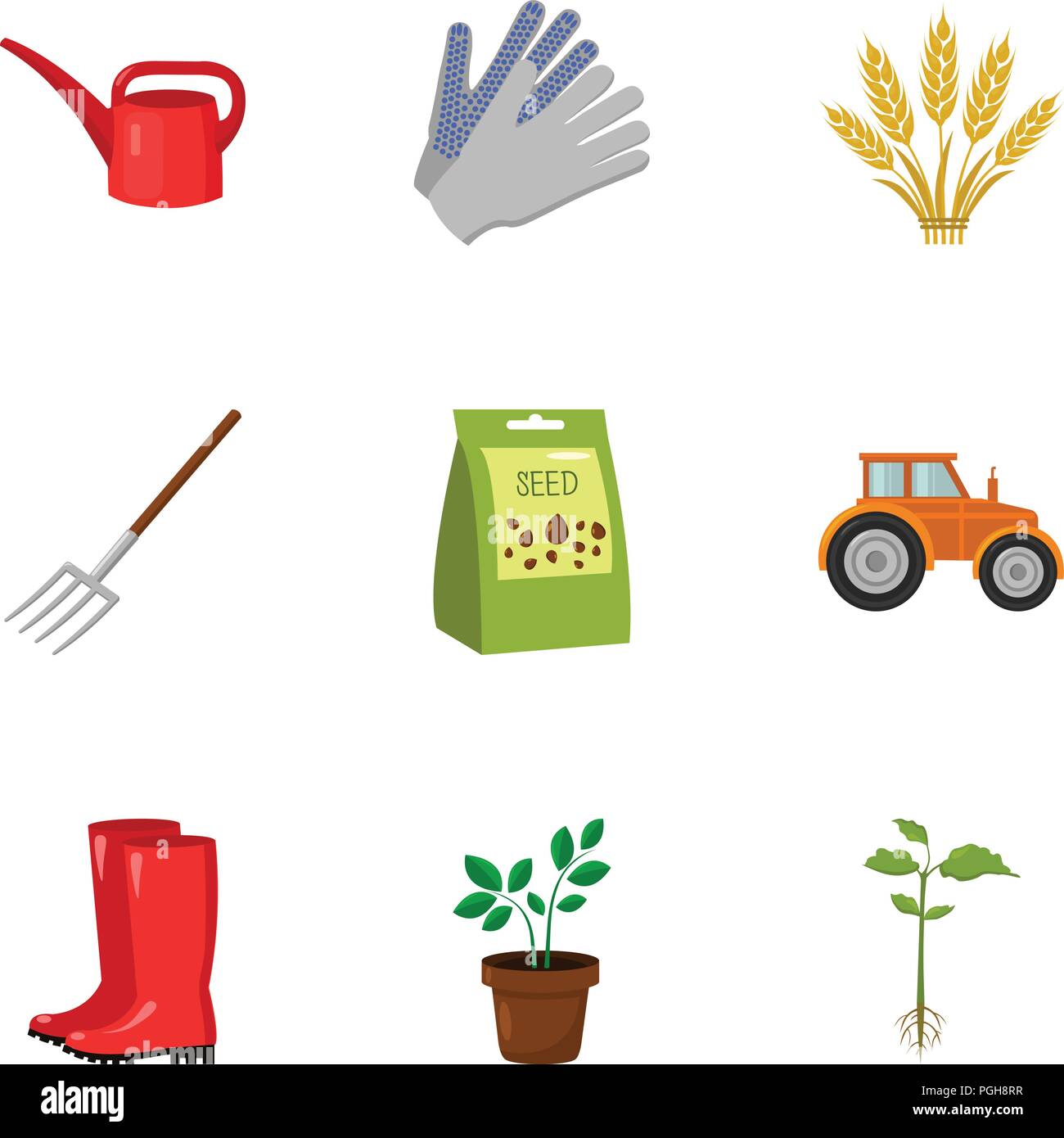 Farm set icons in cartoon style. Big collection of farm vector symbol ...