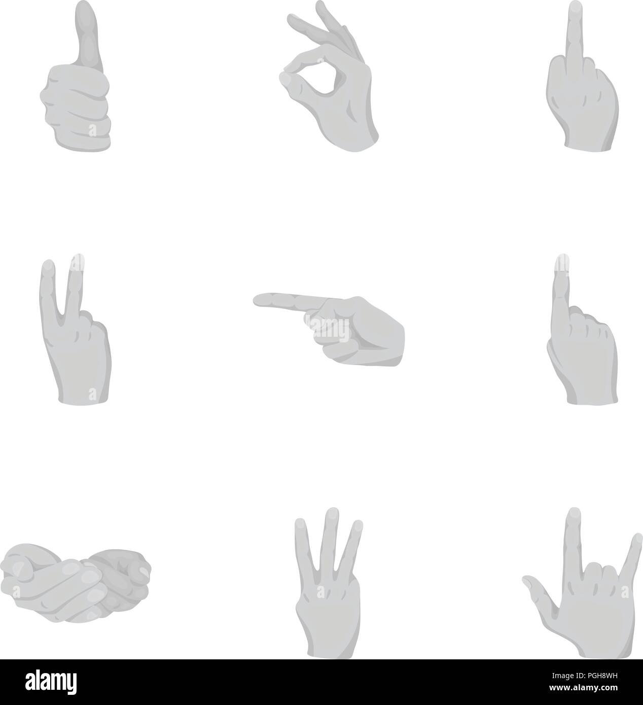 Hand gestures set icons in monochrome style. Big collection of hand ... Hand gestures set icons in monochrome style. Big collection of hand ...