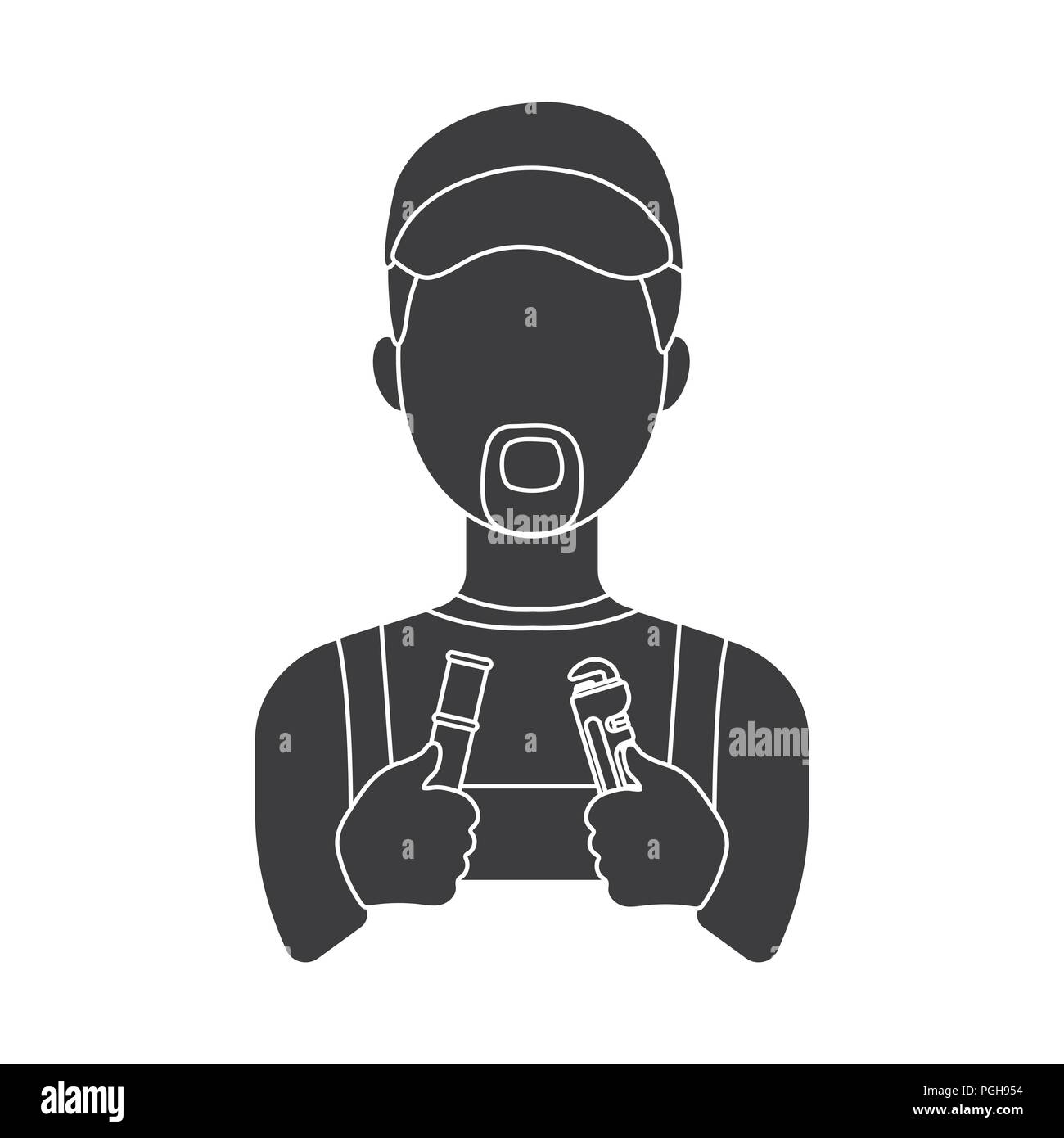 Plumber icon in black style isolated on white background. Plumbing ...