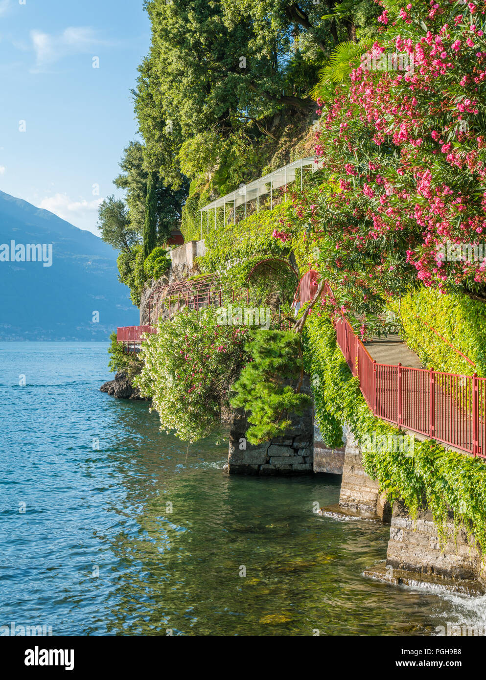 The scenic "Walk of Lovers" in Varenna, Lake Como. Lombardy, Italy ...