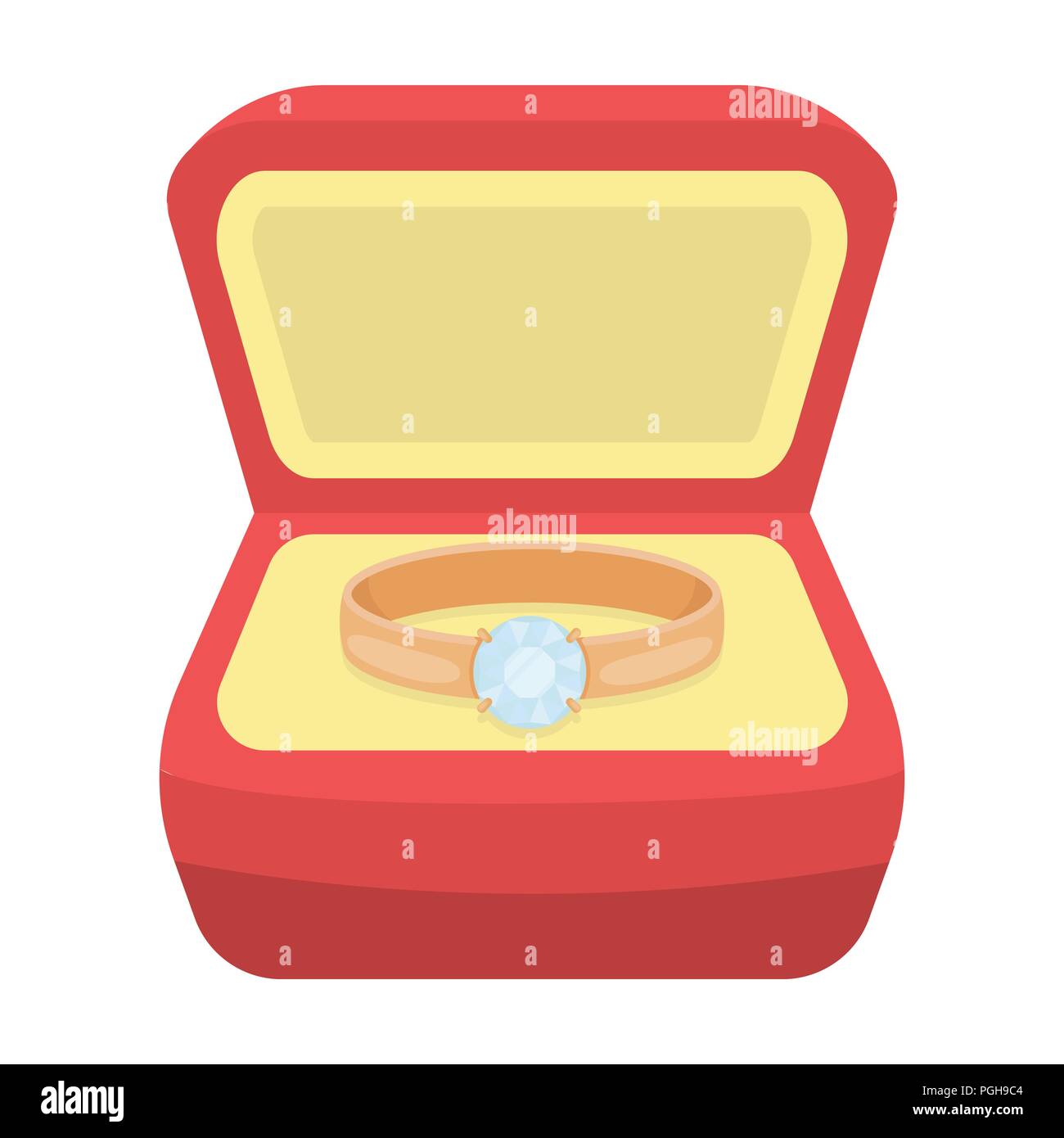 Ring in box icon in cartoon style isolated on white background. Jewelry ...
