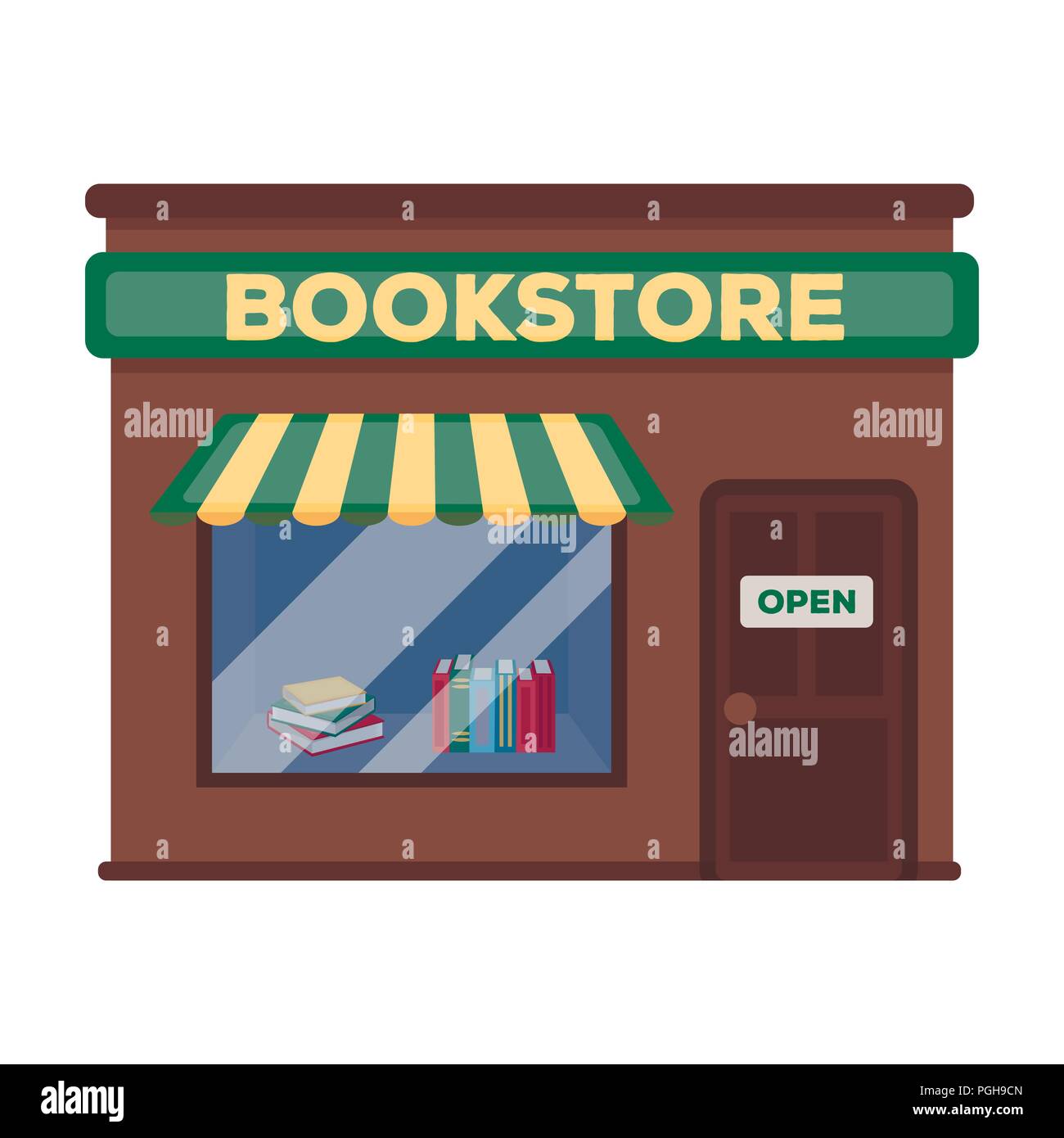 Bookstore icon in cartoon design isolated on white background. Library ...