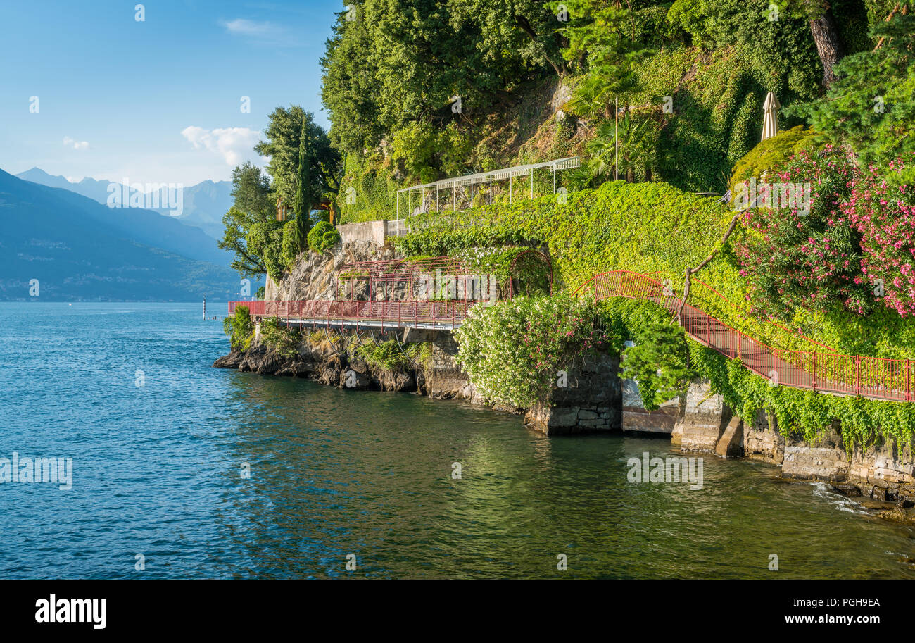 The scenic "Walk of Lovers" in Varenna, Lake Como. Lombardy, Italy ...