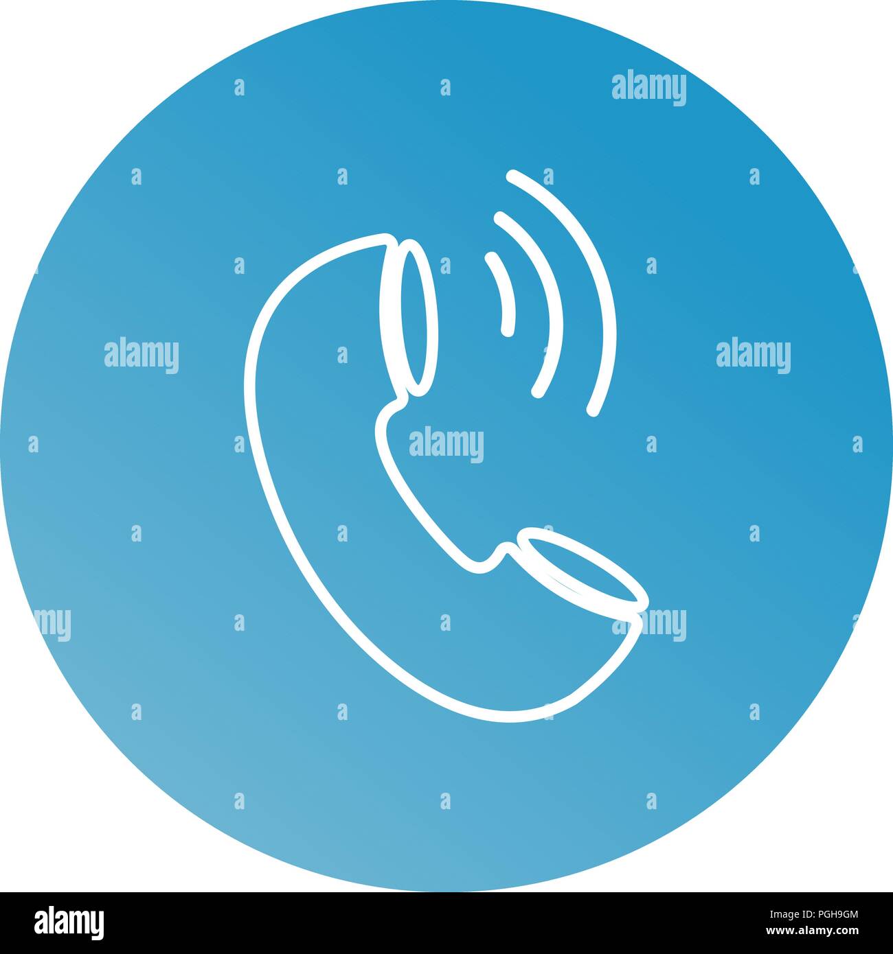 Phone Thin Line Icon. Phone Icon in circle. Vector Phone Icon. Round ...