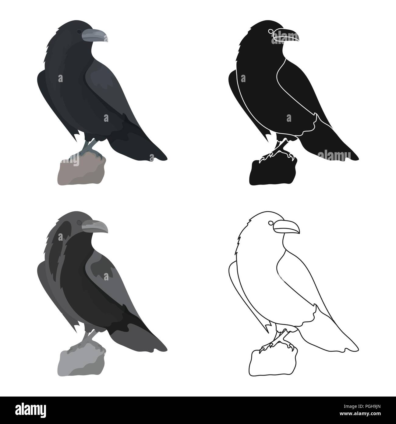 Crow of viking god icon in cartoon design isolated on white background ...