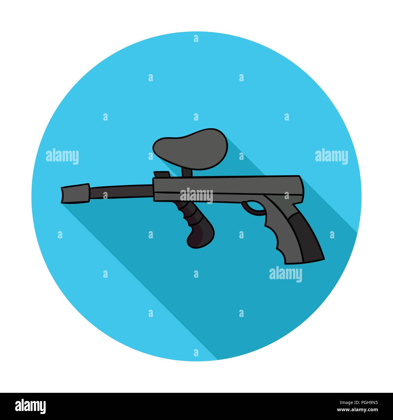 Paintball gun icon in flat design isolated on white background ...