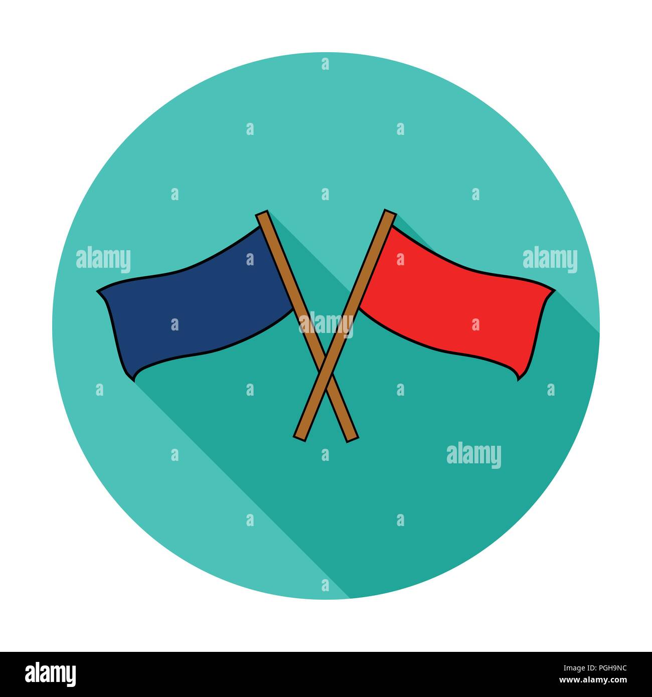 Red and blue flags icon in flat design isolated on white background ...