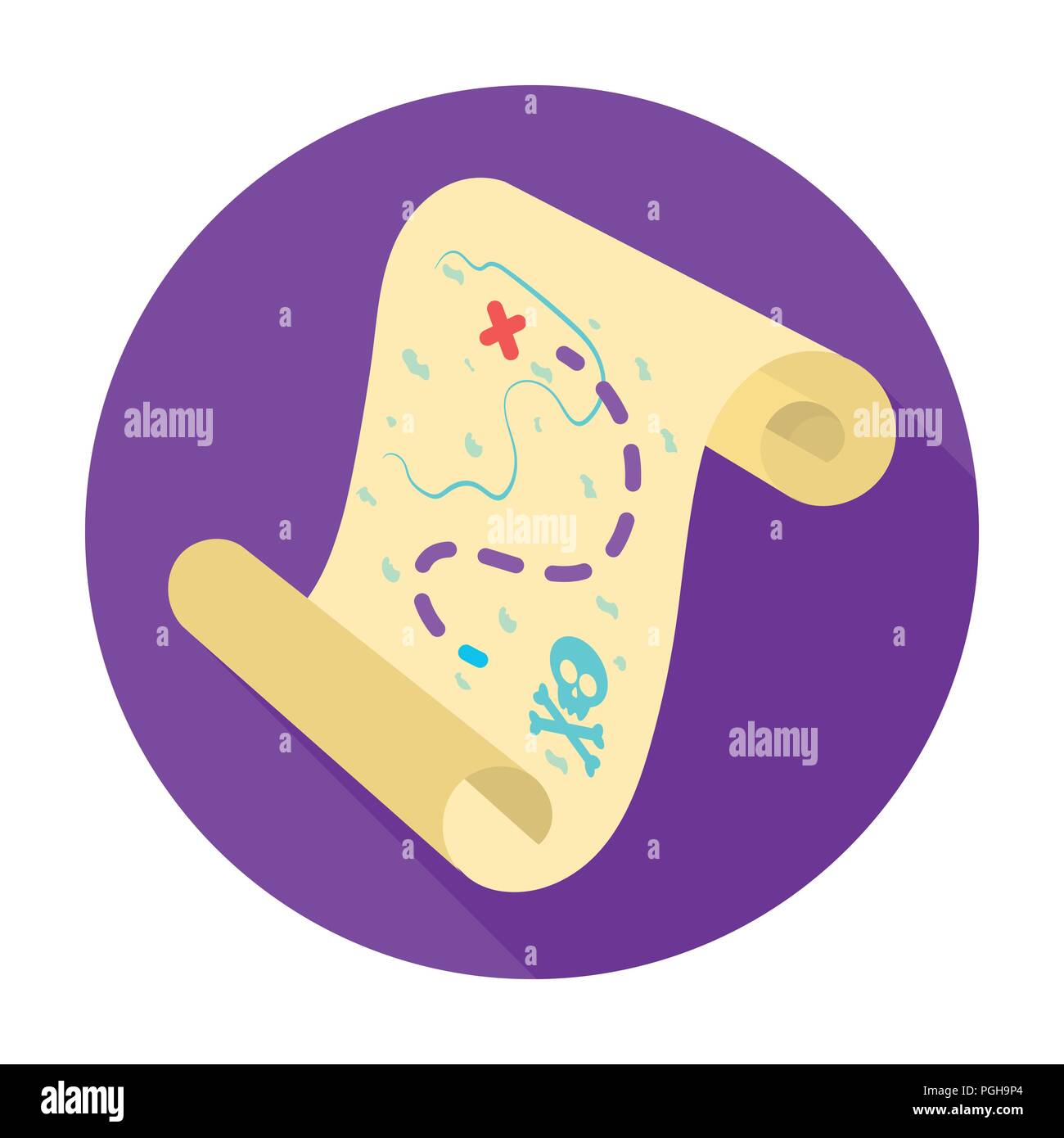 Pirates old parchment treasure map Cut Out Stock Images & Pictures - Alamy