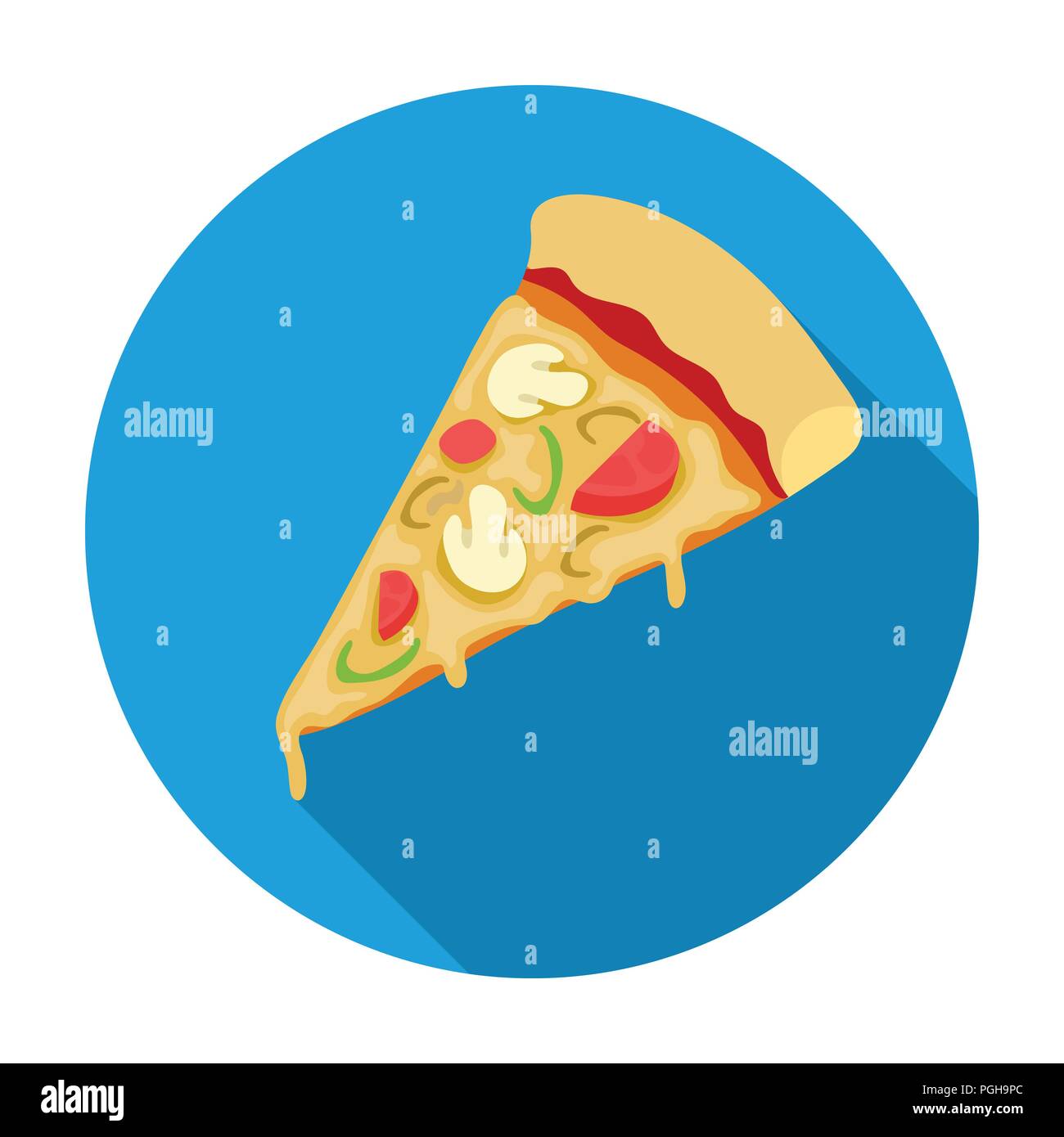 Slice of pizza icon in flat style isolated on white background. Pizza ...