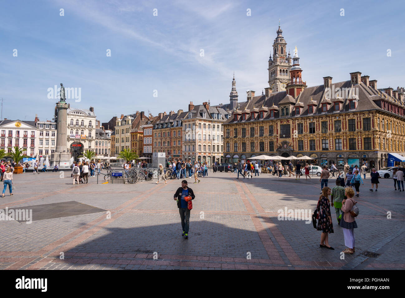Lille, France - 15 June 2018: People walking in the place du General de ...