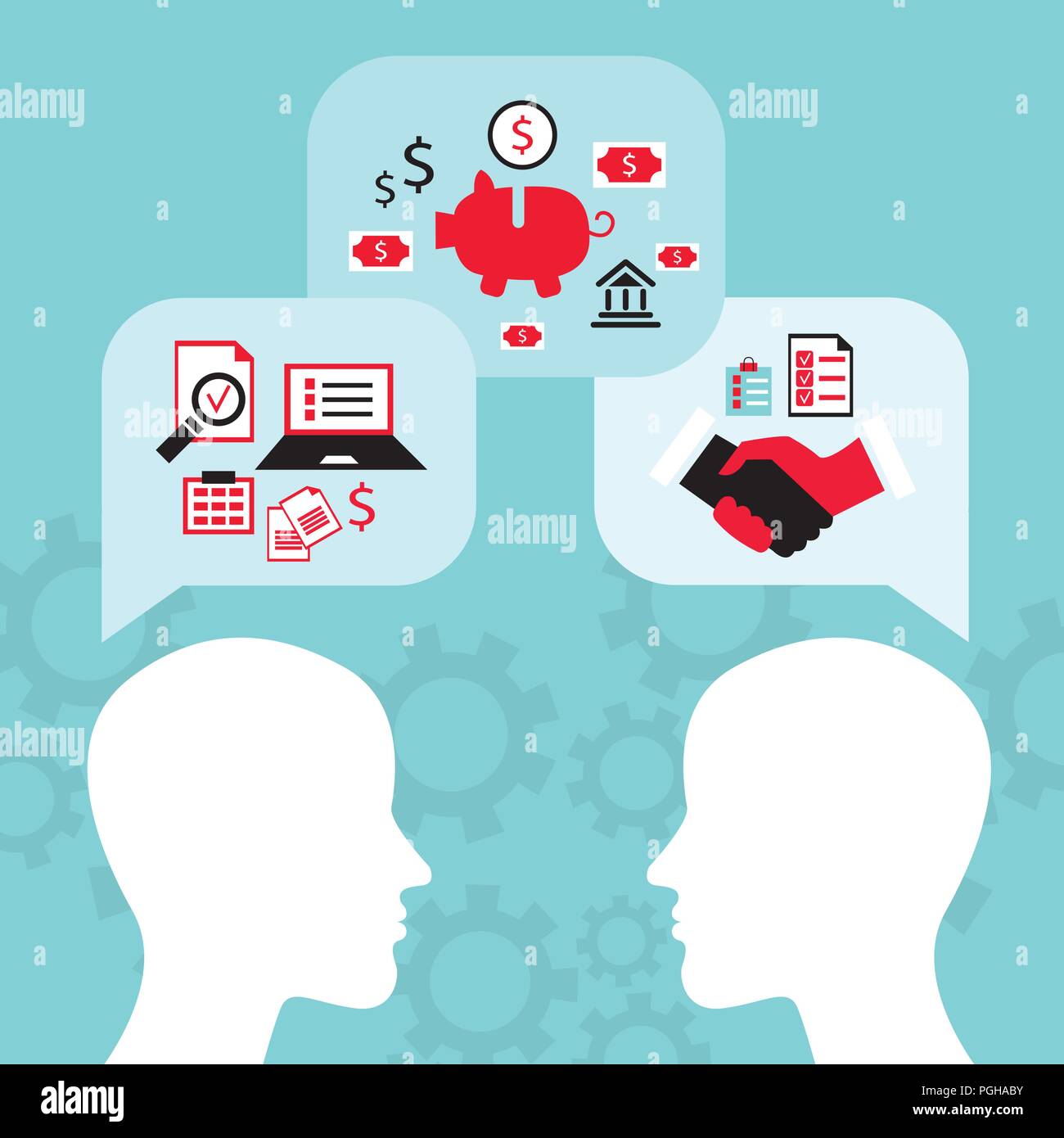 Business man communication, conversation. Bright ideas concept Stock ...