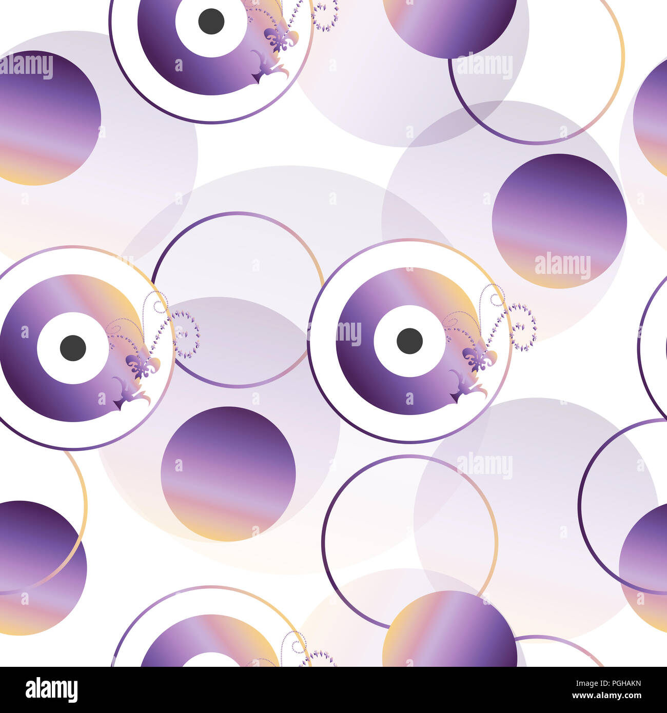 seamless pattern with artistic purple evil eye illustration Stock Photo ...