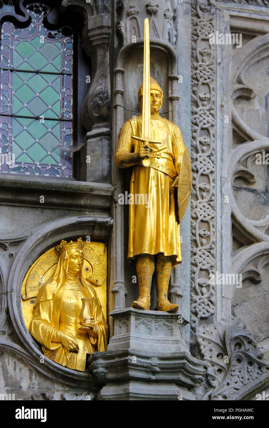 Statue of Thierry or Diederik, Count of Flanders and famous Crusader in ...