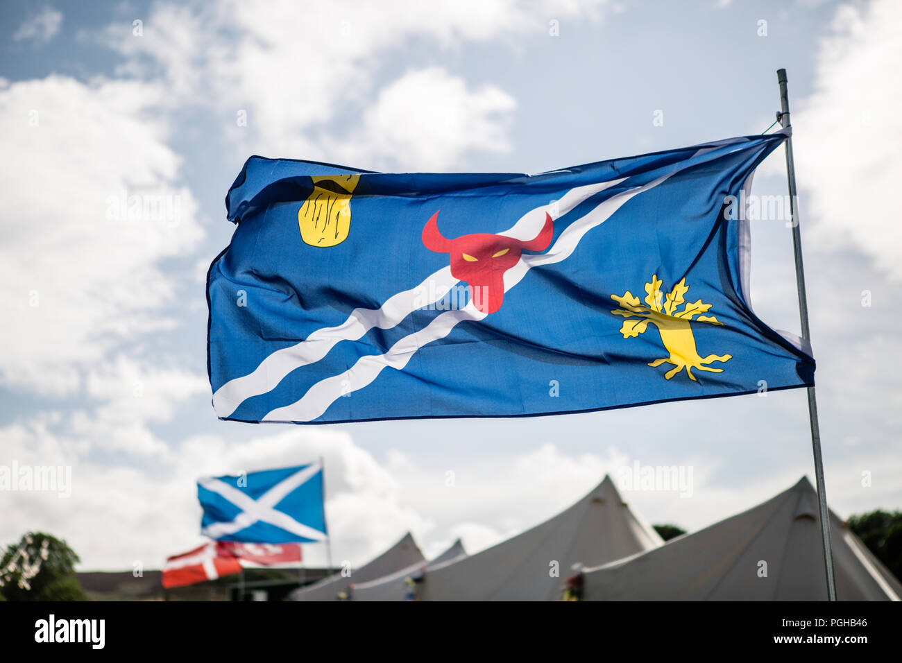 The bull and the oak and the wheat sheaf represented on the flag of ...