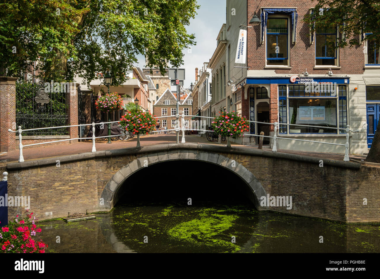 The Butterbridge, a covered canal in the historical center of Delft ...