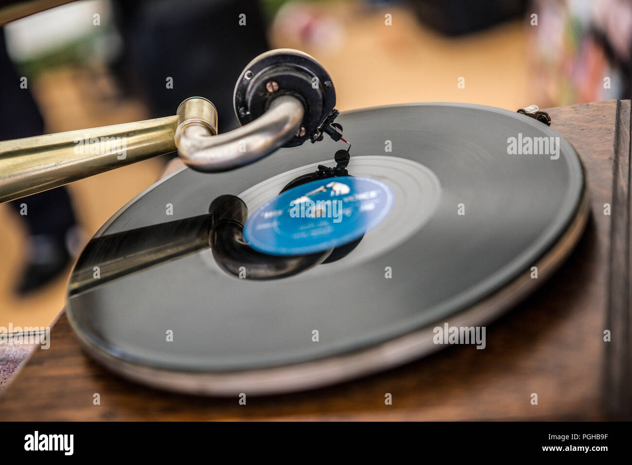 Old fashioned style phonograph machine, England UK Stock Photo - Alamy