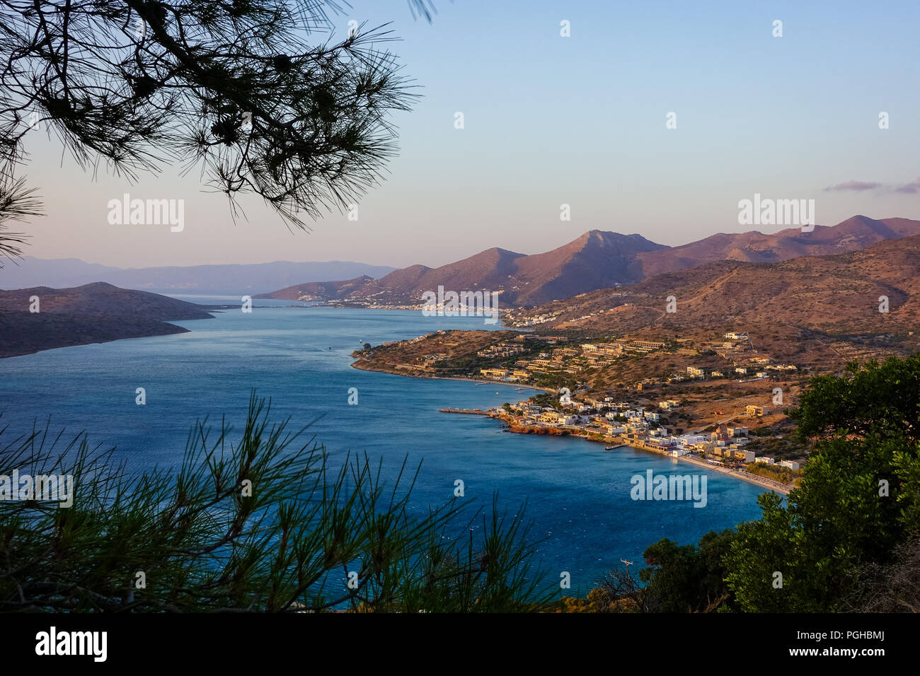 Bay of Elounda at dawn, Crete Stock Photo - Alamy